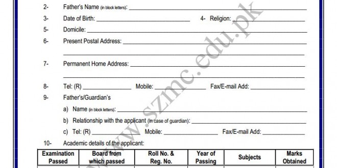 Shaikh Zayed Medical College Application Form for DPT & B.Sc. (Hons ... Shaikh Zayed Medical College Application Form for DPT & B.Sc. (Hons ...
